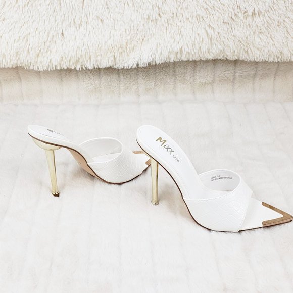 Mixx Shuz | Shoes | Venus White Slip On Pointy Toe High Heel Slides ...